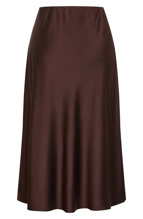 City Chic Miranda Midi Skirt - Truffle