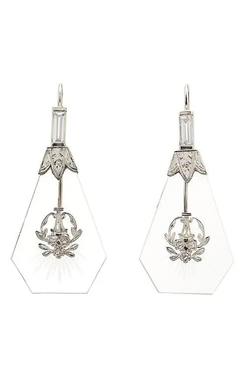 MINDI MOND Crystal Diamond Drop Earrings - Platinum