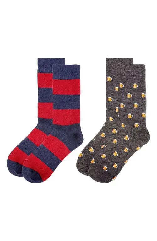 MEMOI Assorted Crew Socks 2-pack - Blue