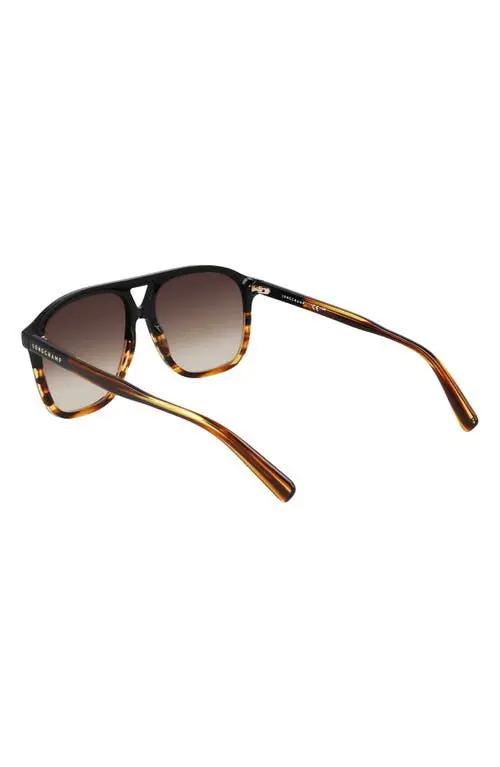 Longchamp Heritage 58mm Gradient Aviator Sunglasses - Black/ Havana