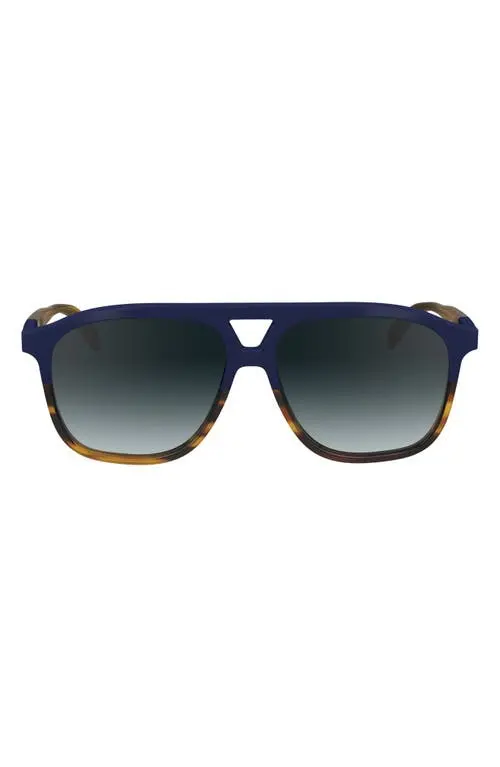 Longchamp Heritage 58mm Gradient Aviator Sunglasses - Blue/ Havana
