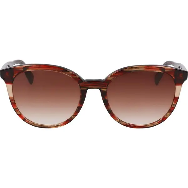 Longchamp Heritage 55mm Gradient Round Sunglasses - Textured Red