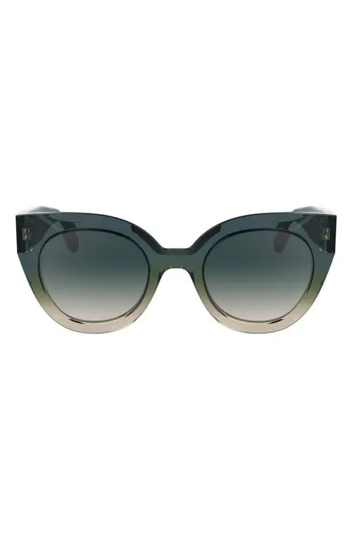 Longchamp Heritage Round Sunglasses - Transparent Gradient Blue/beig