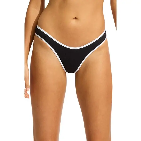 Seafolly Scoop High Cut Bikini Bottom - Black