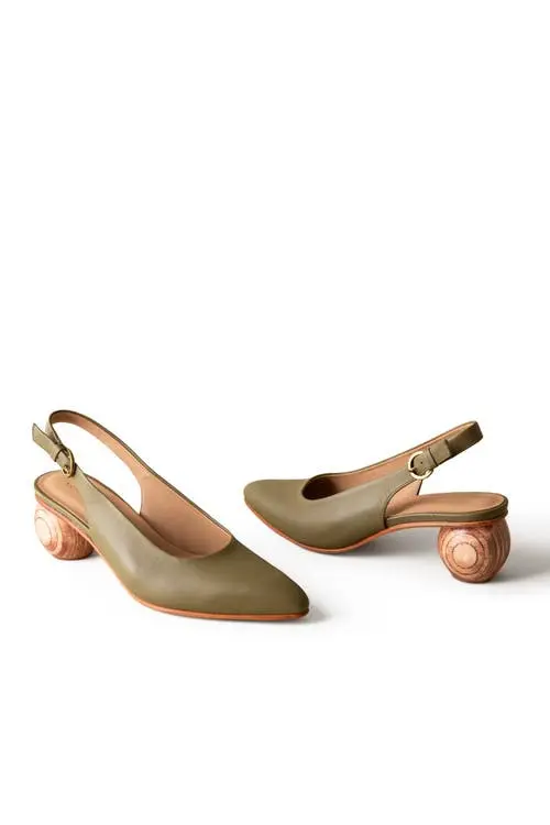 HUMA BLANCO Canela Slingback Pumps - Olive