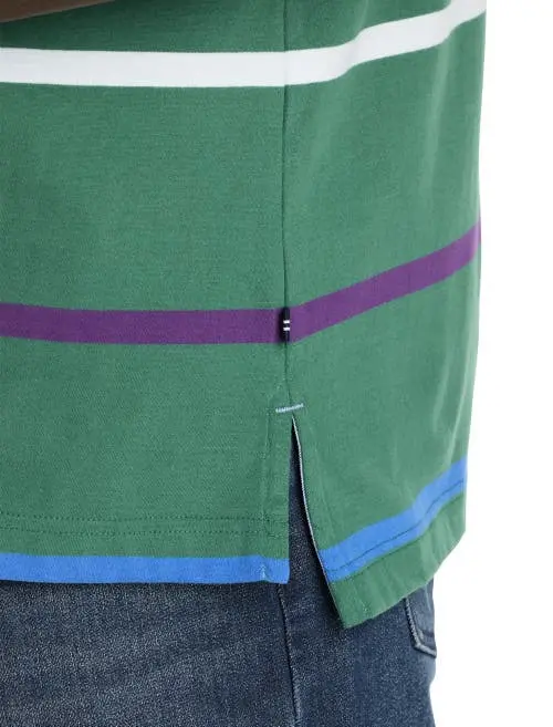 NAUTICA Big & Tall Striped Rugby Polo Shirt - Greenleaf