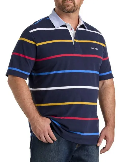 NAUTICA Striped Rugby Polo Shirt - Navy