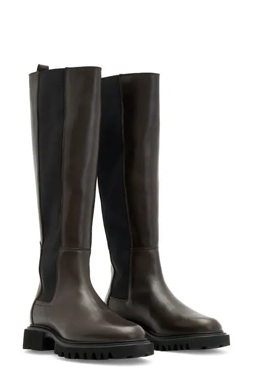 ALLSAINTS Maeve Knee High Boots - Dark Brown