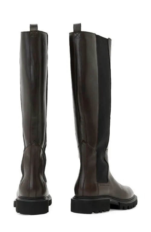 ALLSAINTS Maeve Knee High Boots - Dark Brown