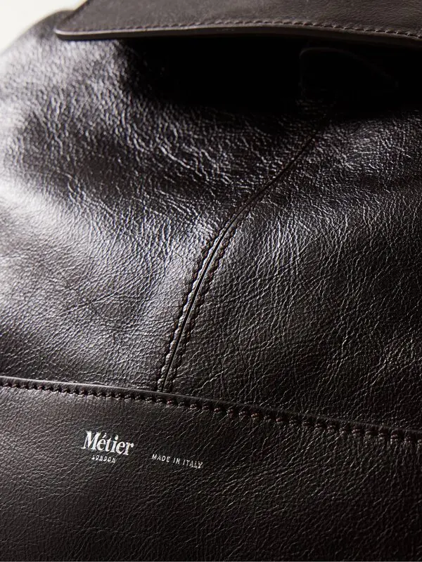 METIER Glide Full-grain Leather Backpack - Brown