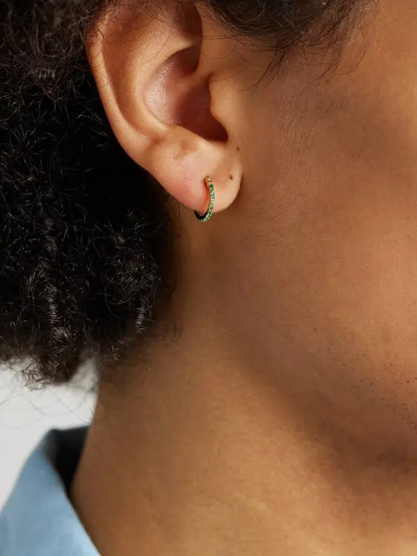 KOLOURS JEWELRY Spectra Small 14-karat Emerald Single Hoop Earring - Gold