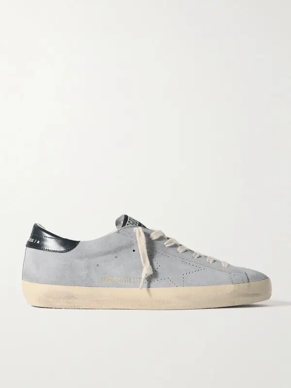 GOLDEN GOOSE Super-star Distressed Suede Sneakers - Gray