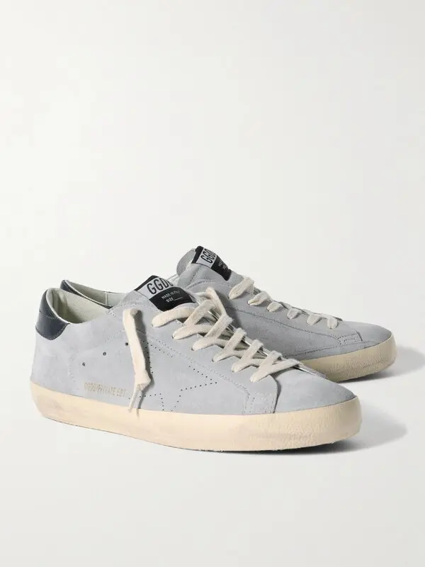 GOLDEN GOOSE Super-star Distressed Suede Sneakers - Gray