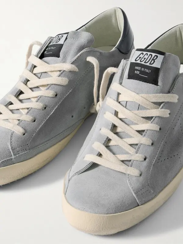 GOLDEN GOOSE Super-star Distressed Suede Sneakers - Gray