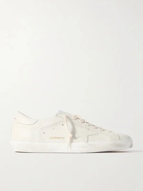 GOLDEN GOOSE Super-star Distressed Leather Sneakers - White
