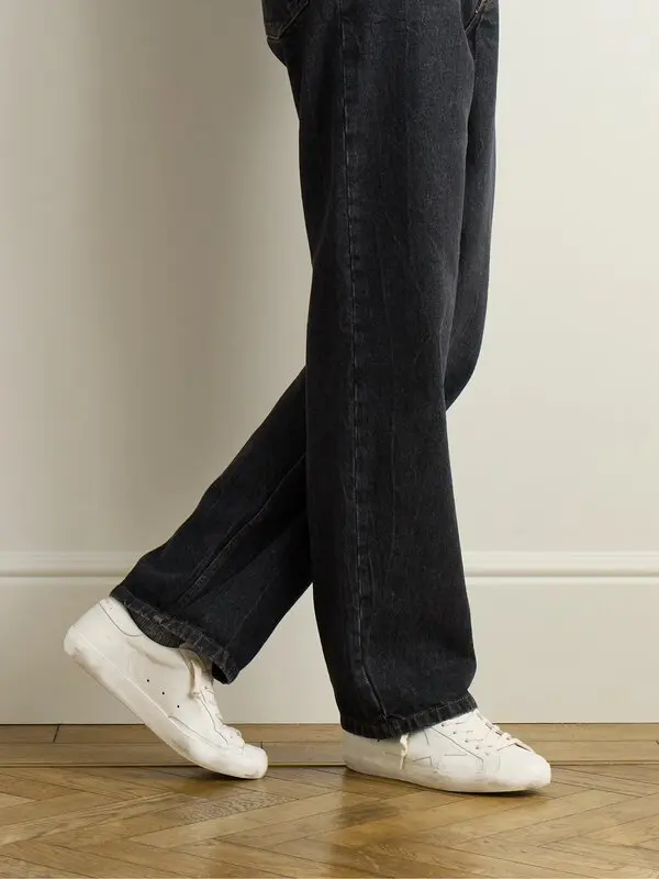 GOLDEN GOOSE Super-star Distressed Leather Sneakers - White