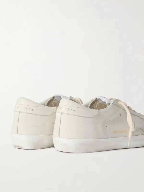 GOLDEN GOOSE Super-star Distressed Leather Sneakers - White