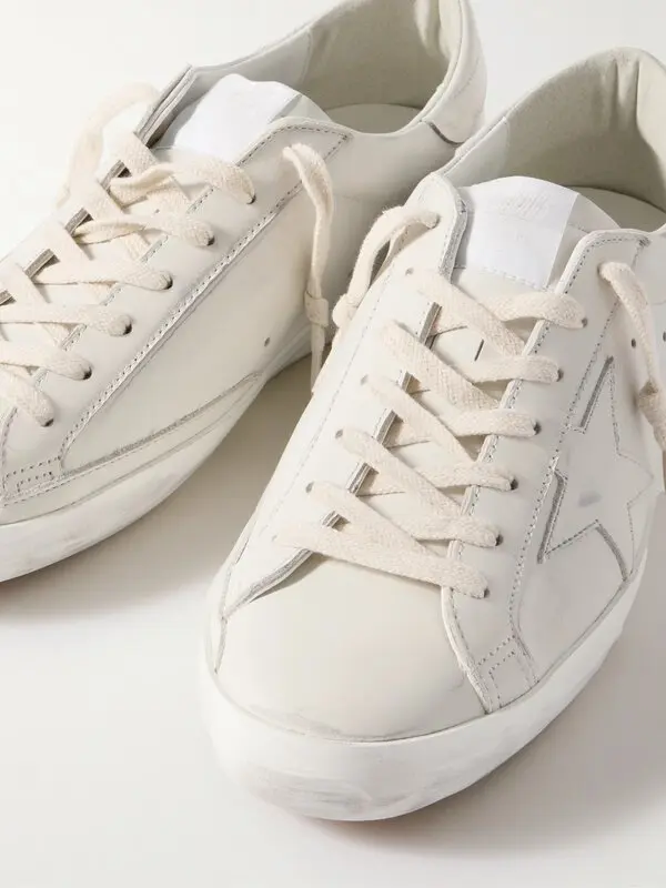 GOLDEN GOOSE Super-star Distressed Leather Sneakers - White