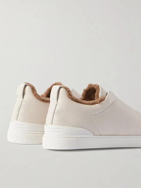 Zegna Triple Stitch™ Shearling-lined Leather Sneakers - Neutrals