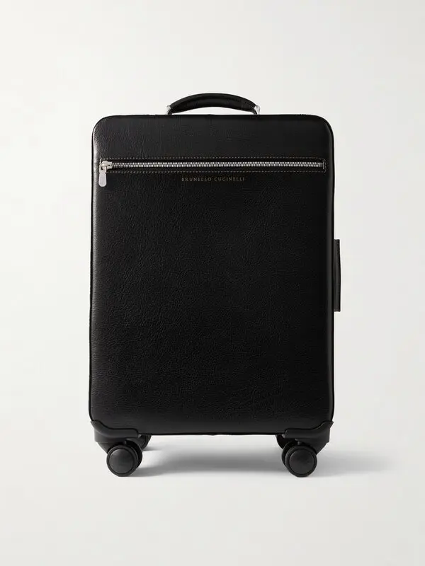 Brunello Cucinelli Full-grain Leather Carry-on Suitcase - Black