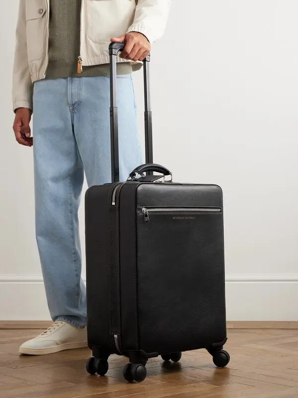 Brunello Cucinelli Full-grain Leather Carry-on Suitcase - Black