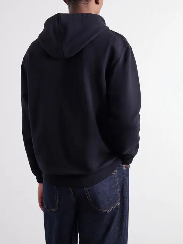 AMI Paris Logo-embroidered Cotton-jersey Hoodie