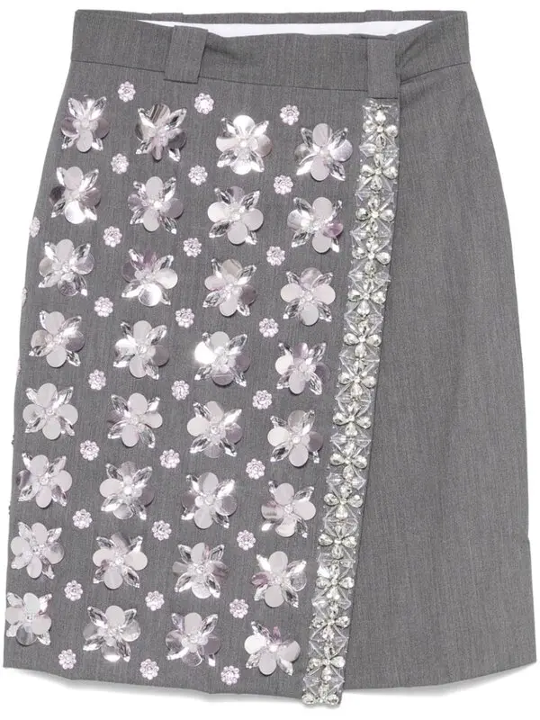 DES_PHEMMES Wrap-design Skirt - Grey