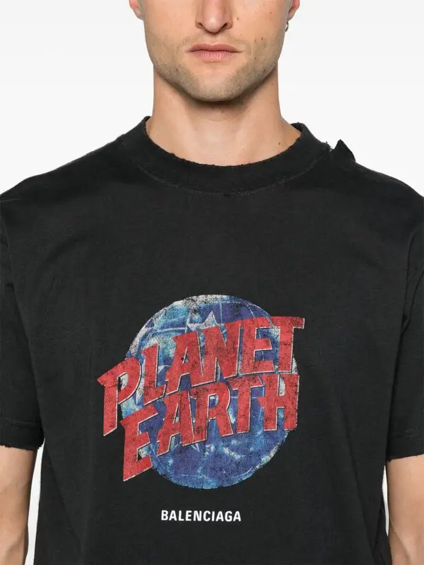 Balenciaga Planet Earth T-Shirt In Black - 40% Off | Editorialist