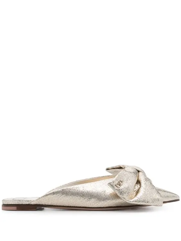 Valentino Garavani Bow-detailed Mules - Gold