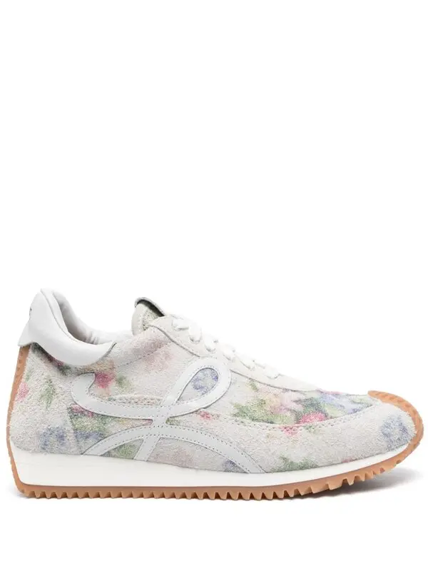 Loewe Floral-print Sneakers - Neutrals