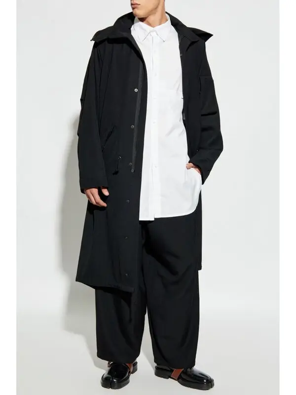 Yohji Yamamoto Hooded Trench Coat In Black - 30% Off | Editorialist