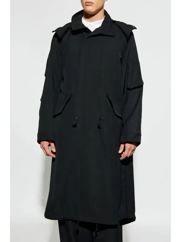 Buy Yohji Yamamoto Hooded Trench Coat - Black At 29% Off