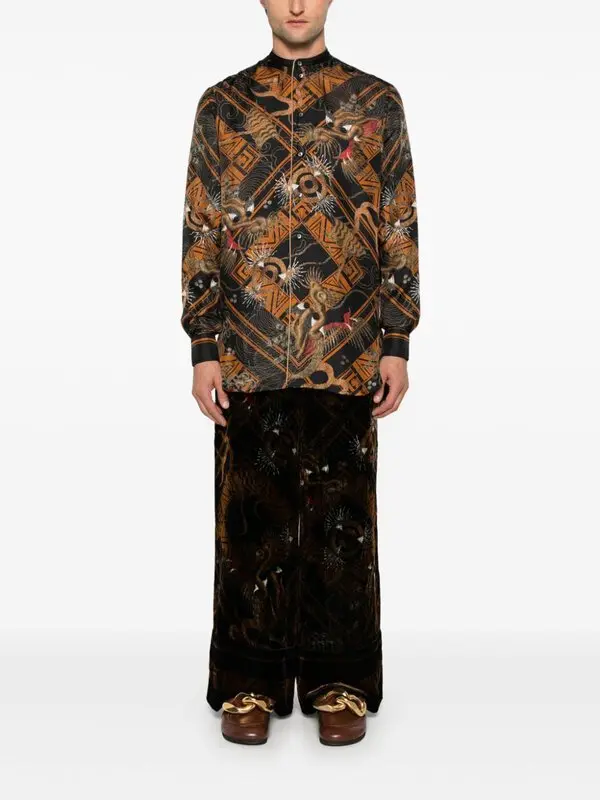 PIERRE-LOUIS MASCIA Printed Silk Shirt - Black