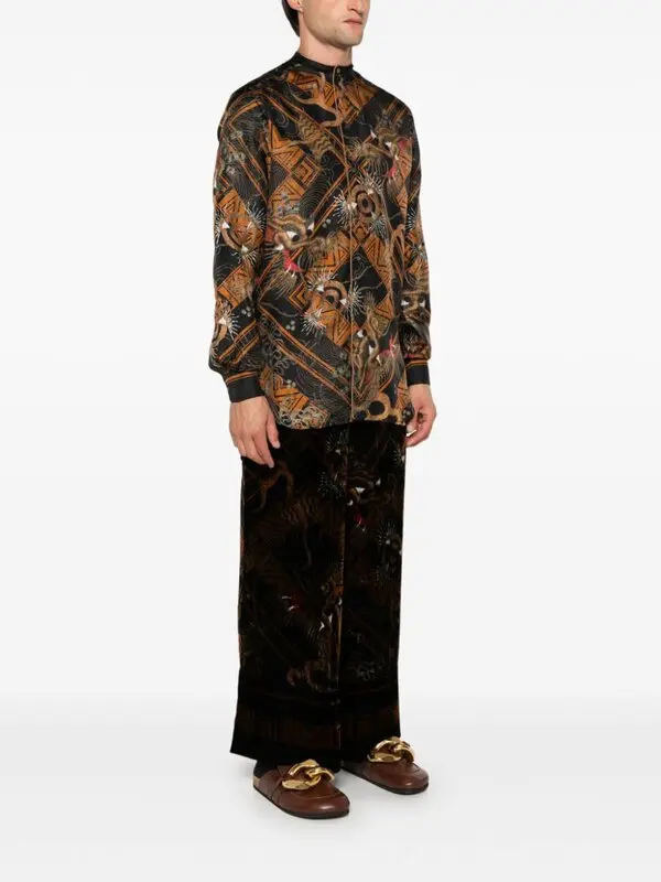 PIERRE-LOUIS MASCIA Printed Silk Shirt - Black