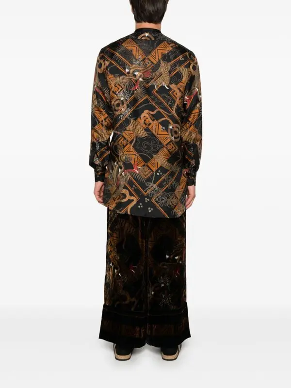 PIERRE-LOUIS MASCIA Printed Silk Shirt - Black