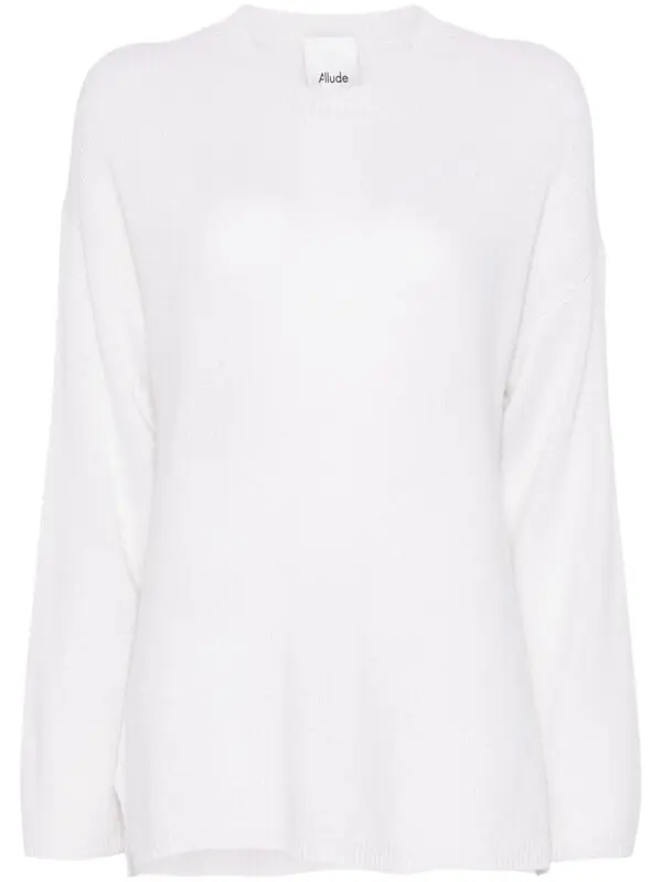 ALLUDE Cashmere Crew-neck Sweater - White