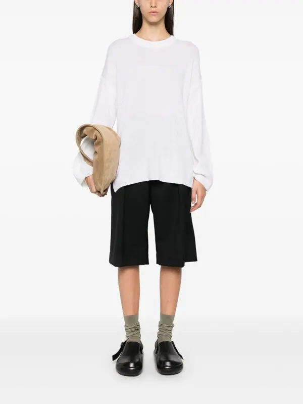 ALLUDE Cashmere Crew-neck Sweater - White