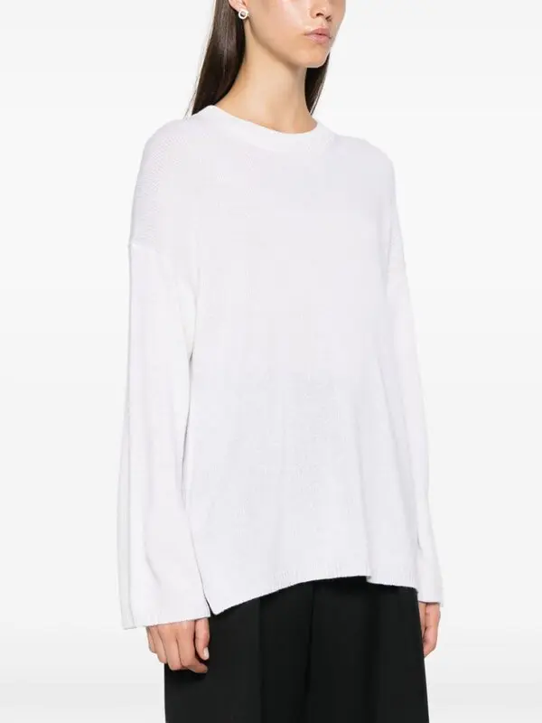 ALLUDE Cashmere Crew-neck Sweater - White