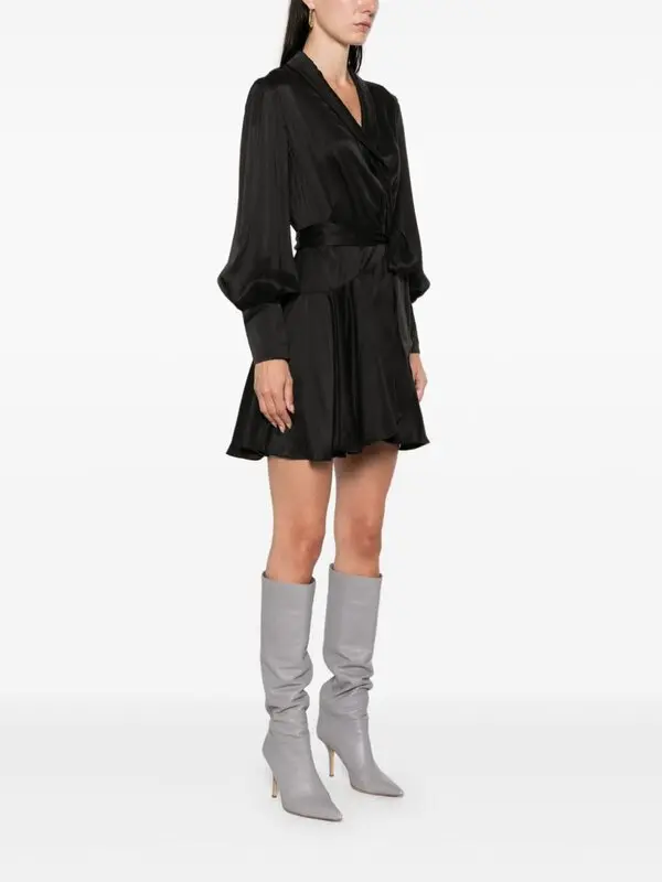 zimmermann silk wrap mini dress black Zimmermann Silk Wrap Mini Dress In Black - 39% Off