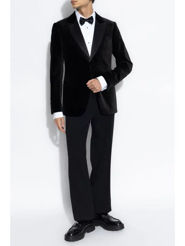 Emporio Armani Veltet Tuxedo Blazer - Black
