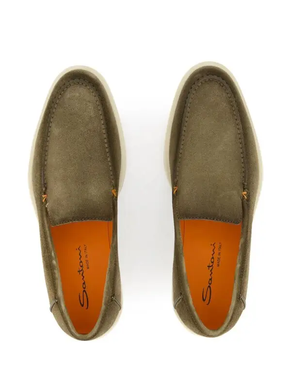 Santoni Suede Loafers - Green