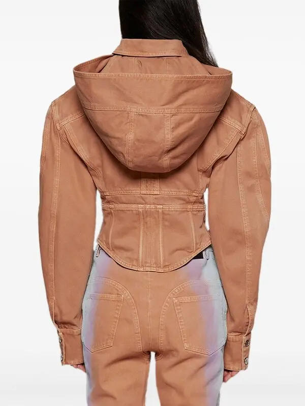 MUGLER Corseted Denim Jacket - Brown