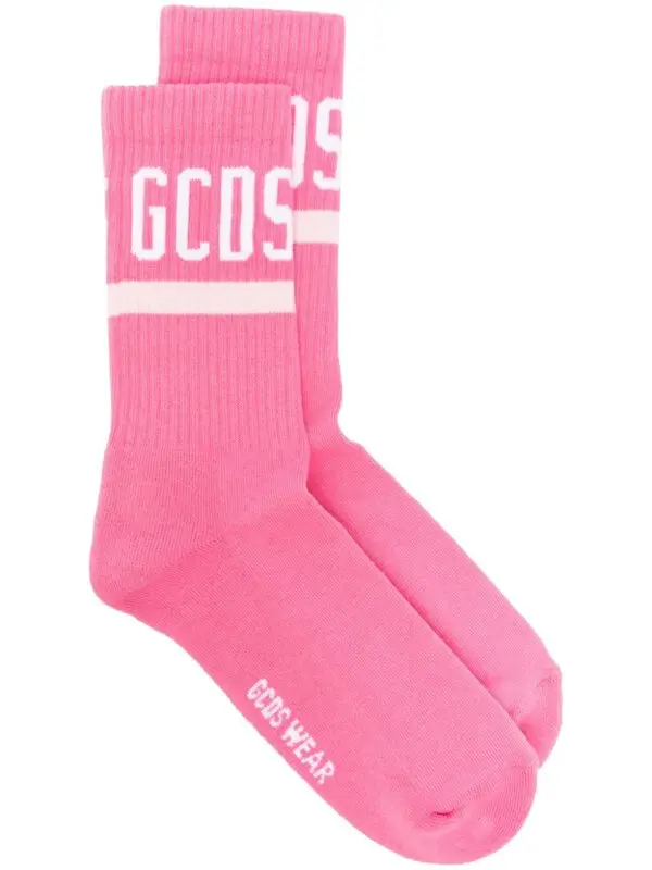Gcds Logo-intarsia Socks - Pink