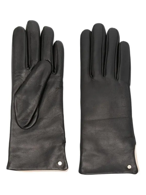 GIANNI CHIARINI Leather Gloves With Gold-tone Hardware - Black