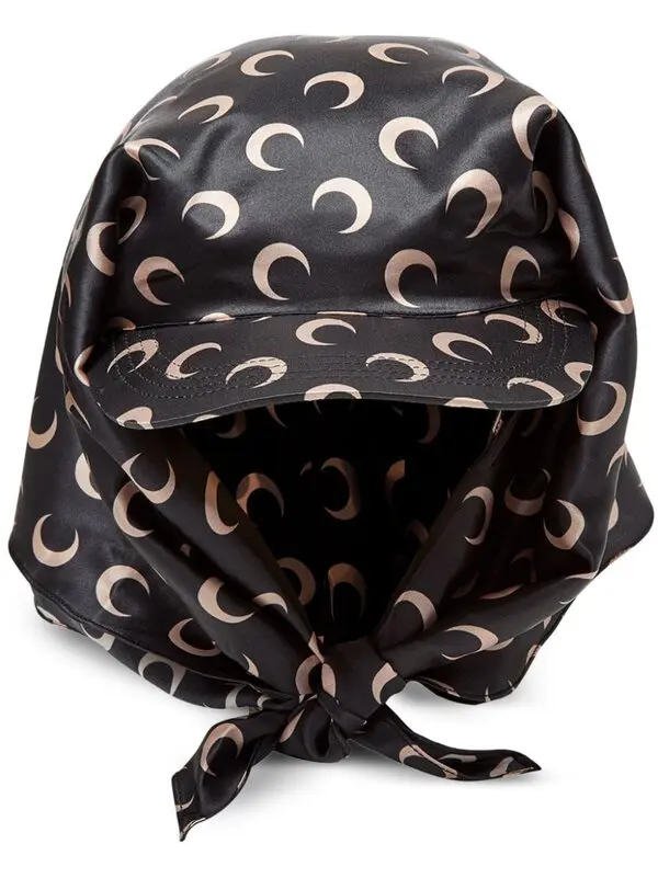 MARINE SERRE Crescent Moon Print Silk Cap