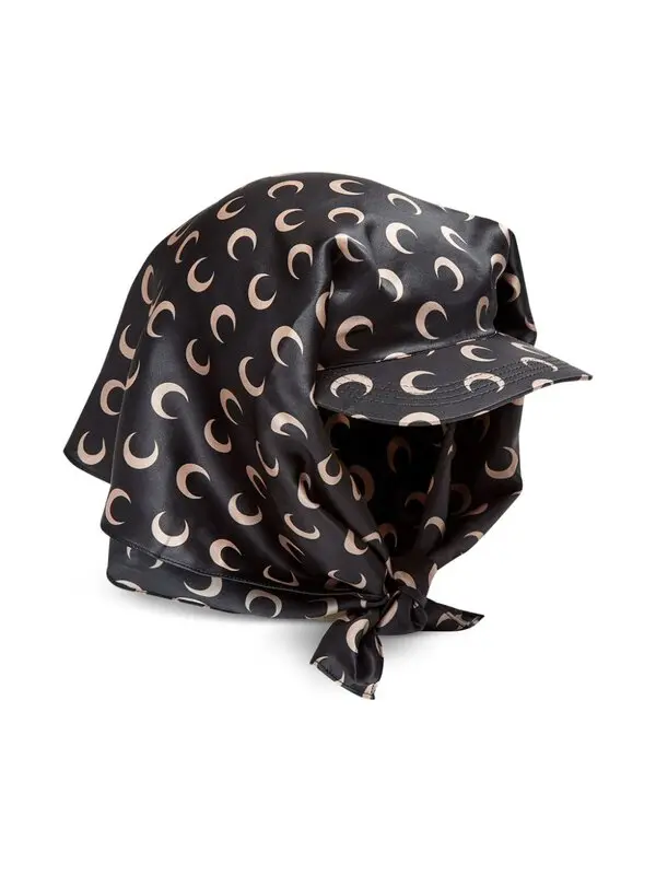 MARINE SERRE Crescent Moon Print Silk Cap