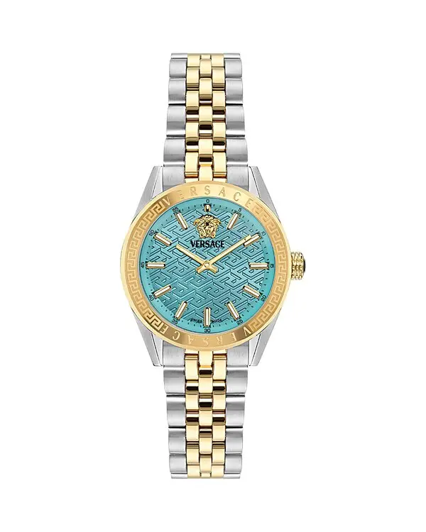 Versace V-code Two Tone Watch 36mm - Blue/two-tone