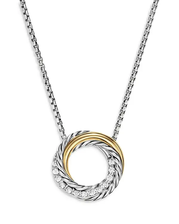 David Yurman Crossover Pendant Necklace - Silver/gold