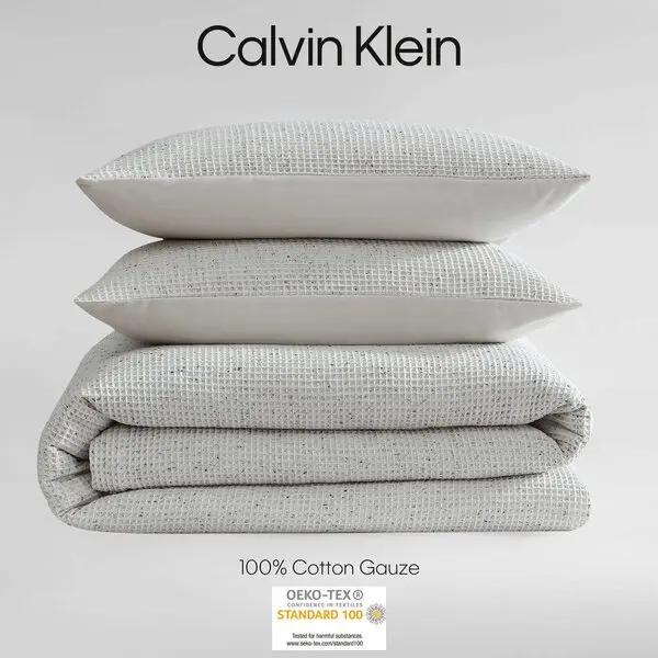 Calvin Klein Speckled Waffle Cotton 3 Piece Duvet Cover Set