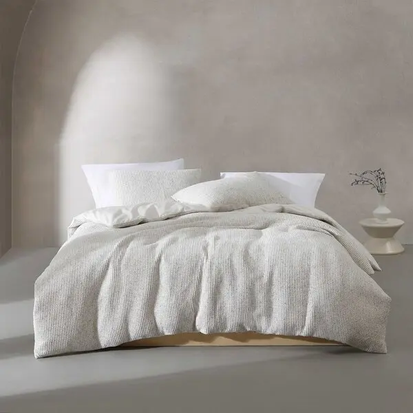 Calvin Klein Speckled Waffle Cotton 3 Piece Duvet Cover Set